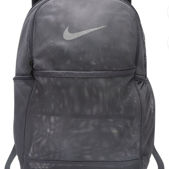 Nike | Bags | Nike Brasilia Mesh Gray Athletic Backpack With Padded ...
